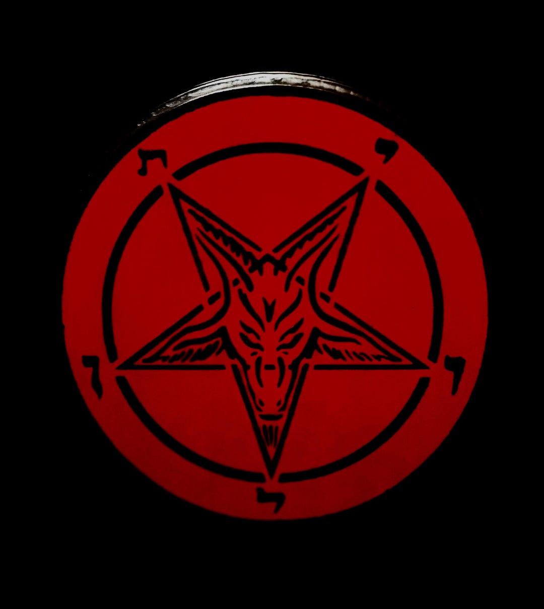 Red Round Wood Plaque With Black Baphomet Sigil Art, Occult Plaque for ...