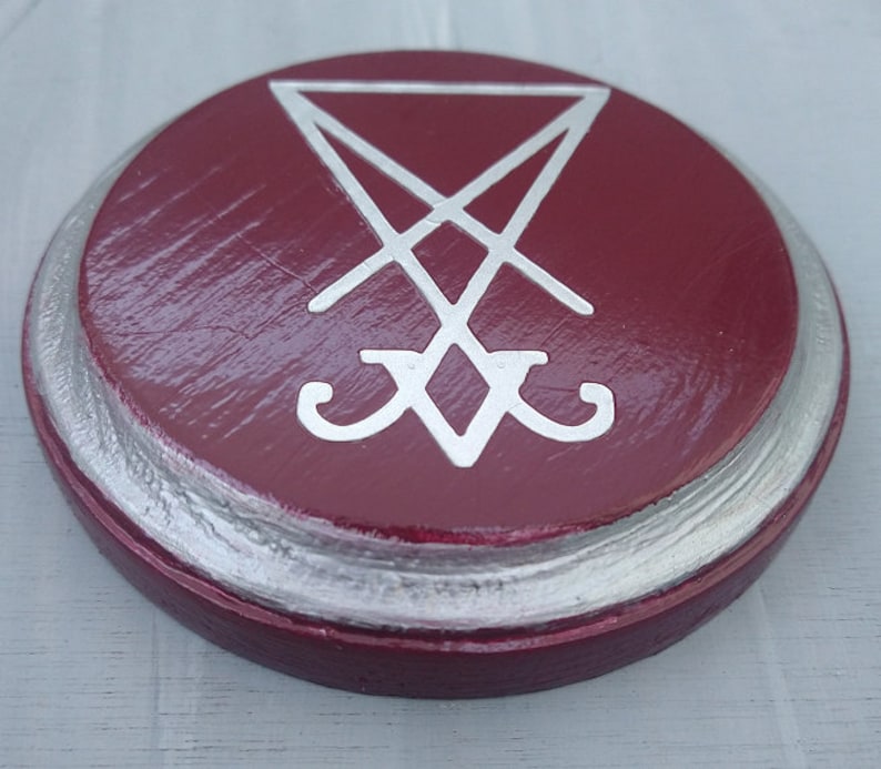Burgundy Lucifer Sigil Wood Altar Plaque: Satanic Home Decor - Etsy