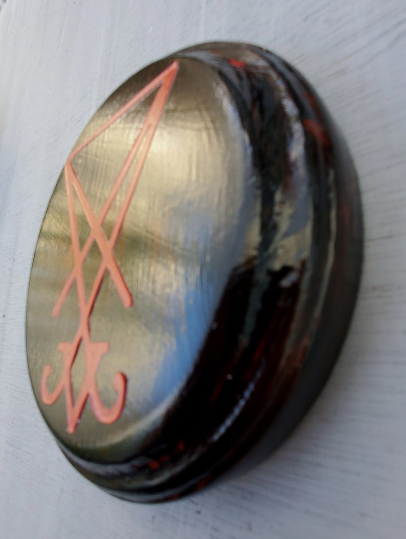 Black With Red Lucifer Sigil Wood Art, Lucifer Wood Plaque, Wood Occult ...