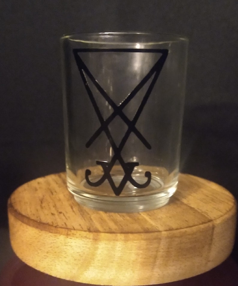 Occult Candle Holder With Lucifer Sigil - Clear Glass Votive - Etsy