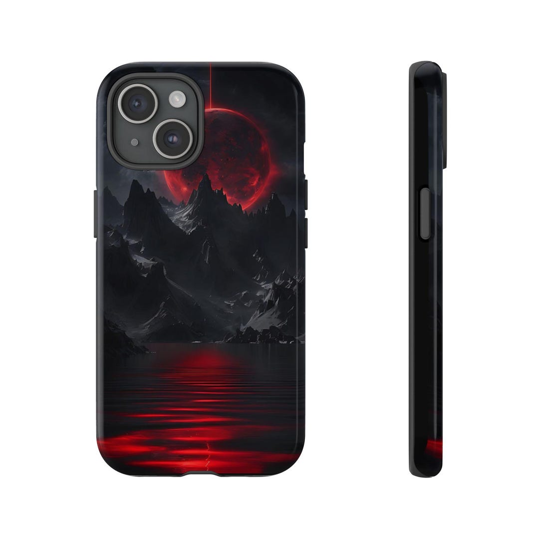 Red Blood Moon Phone Case, Dark Mountain, Gothic Lunar Protector Case ...