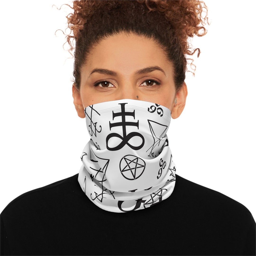 Leviathan Sigil Pentagram Lucifer White Winter Neck Gaiter Mask With ...