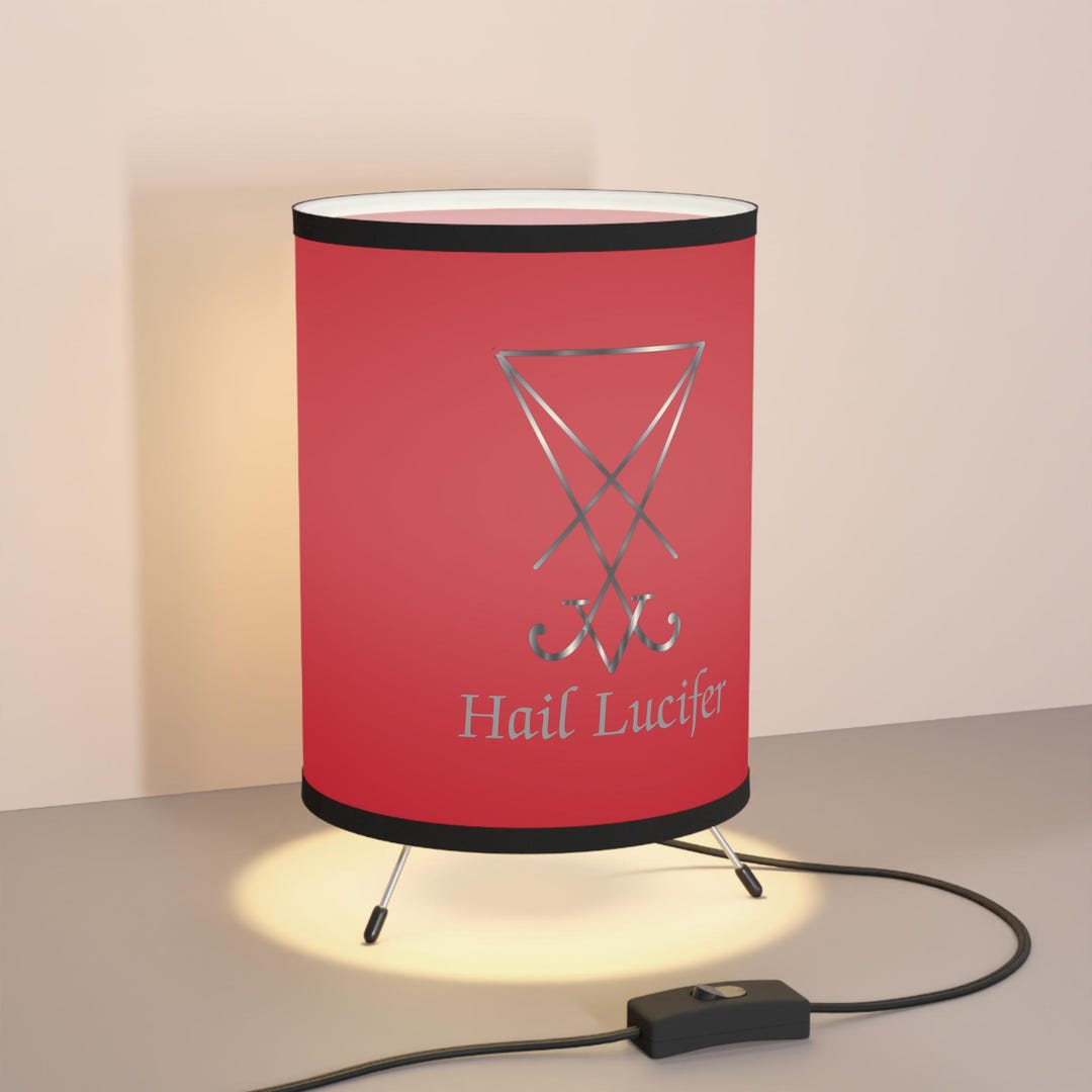 Lucifer Tripod Lamp, Hail Lucifer Red Lamp High-res Printed Shade ...