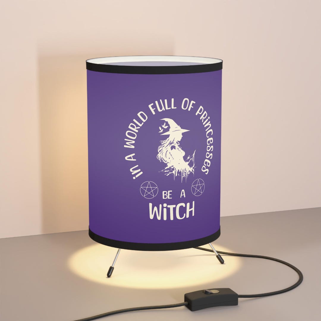 Witch Tripod Lamp: Purple Halloween Decor, Fantasy Lighting - Etsy