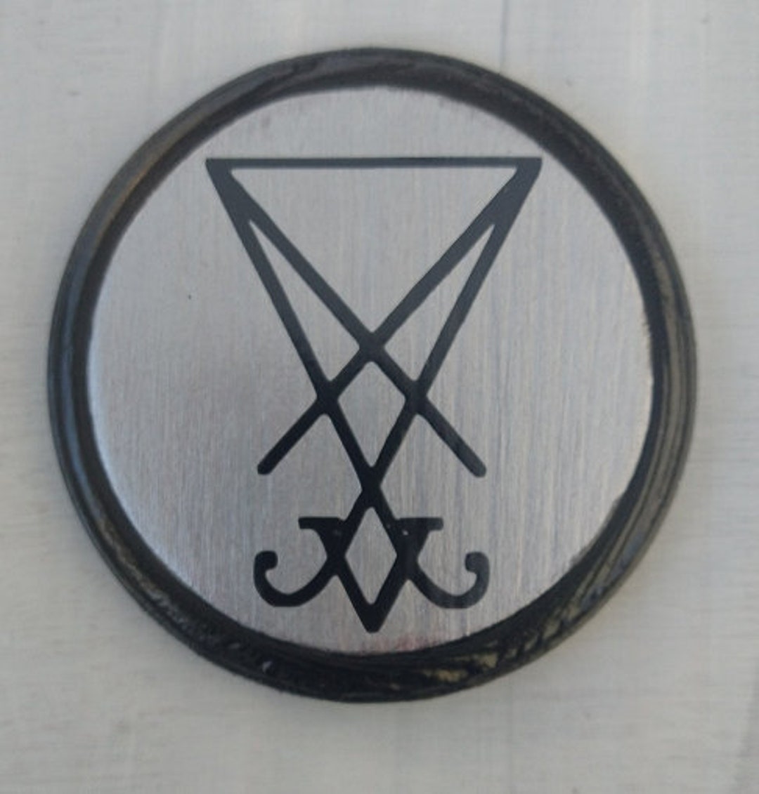 Lucifer Sigil Wood Altar Plaque: Metallic Silver & Black Occult Art - Etsy