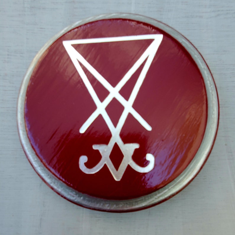 Burgundy Red With Silver Lucifer Sigil Wood Art, Lucifer Wood Plaque ...