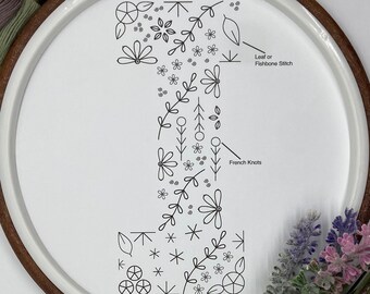Floral Alphabet Letter R Initial Embroidery PDF Pattern, Instant ...