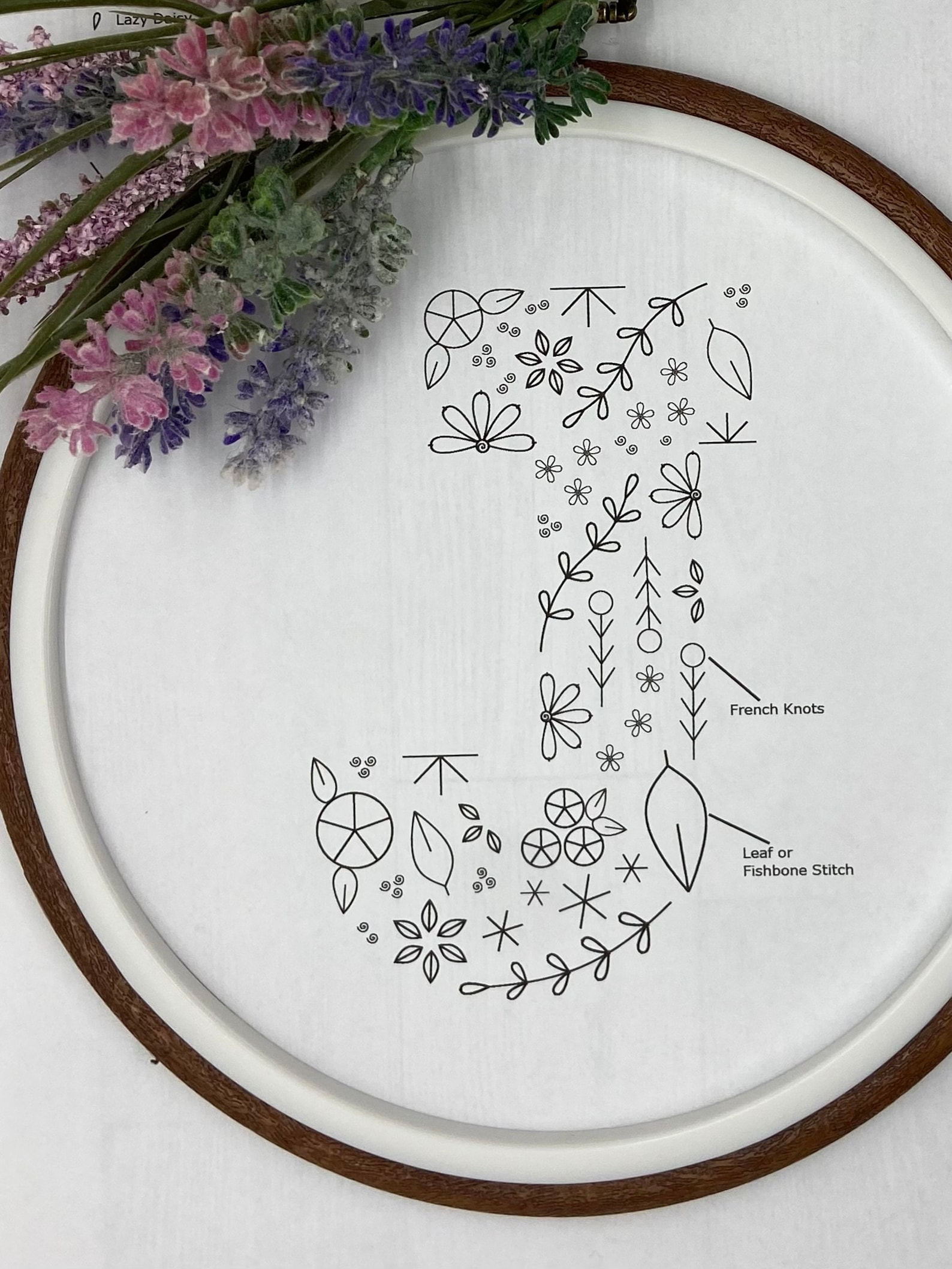 Floral Alphabet Initial Embroidery PDF Pattern Instant - Etsy
