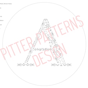 Floral Alphabet Letter A Hand Embroidery Pattern Design PDF Digital ...