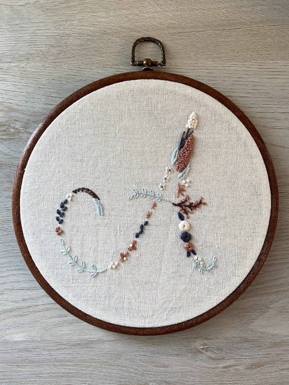 Floral Alphabet Initial Embroidery PDF Pattern Instant - Etsy