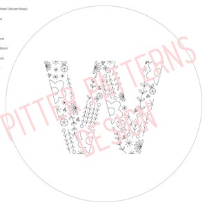 Floral Embroidery Alphabet Letter W Initial Monogram Embroidery PDF ...