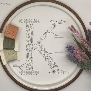 Floral Alphabet Letter K Initial Embroidery PDF Pattern, Instant ...