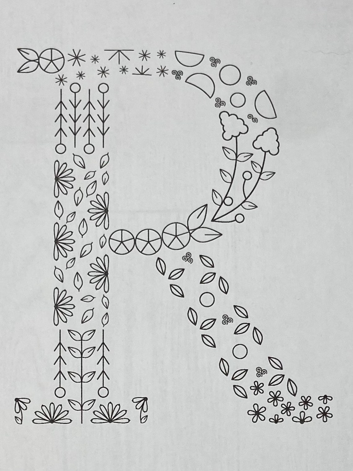 Floral Alphabet Letter R Initial Embroidery PDF Pattern - Etsy