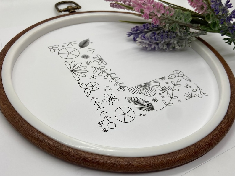 Floral Alphabet Letter L Initial Embroidery PDF Pattern - Etsy