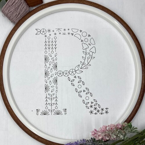 Floral Alphabet Letter R Initial Embroidery PDF Pattern - Etsy
