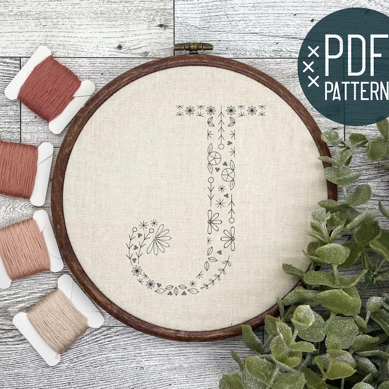 Letter J Embroidery - Etsy