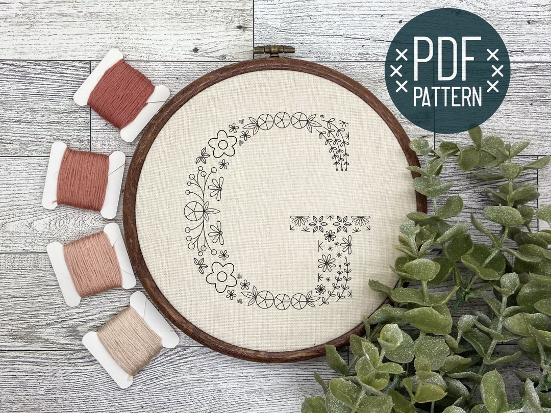 Embroidery Pattern for Floral Letter "g" | Alphabet Hand Embroidery for ...