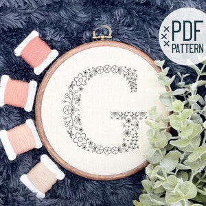 Embroidery Pattern for Floral Letter "g" | Alphabet Hand Embroidery for ...