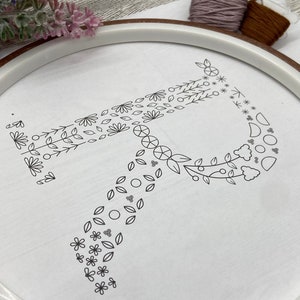 Floral Alphabet Letter R Initial Embroidery PDF Pattern, Instant ...