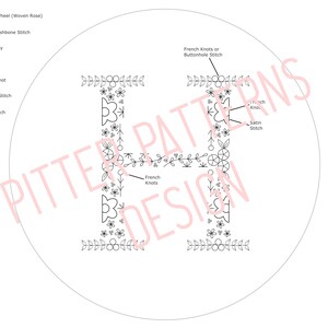 Floral Alphabet Initial Embroidery PDF Pattern, Instant Digital ...
