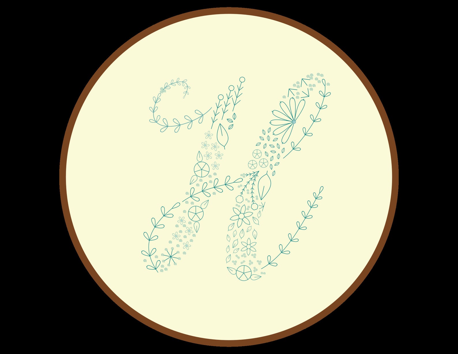 Floral Letter H Initial Embroidery Pattern PDF Download - Etsy