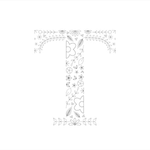 Floral Embroidery Alphabet Letter T | PDF Pattern Digital Download ...