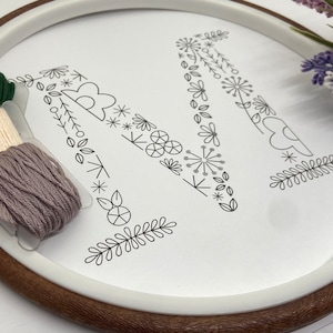 Embroidery Pattern | Alphabet Letter | Floral Initial M | PDF Digital ...