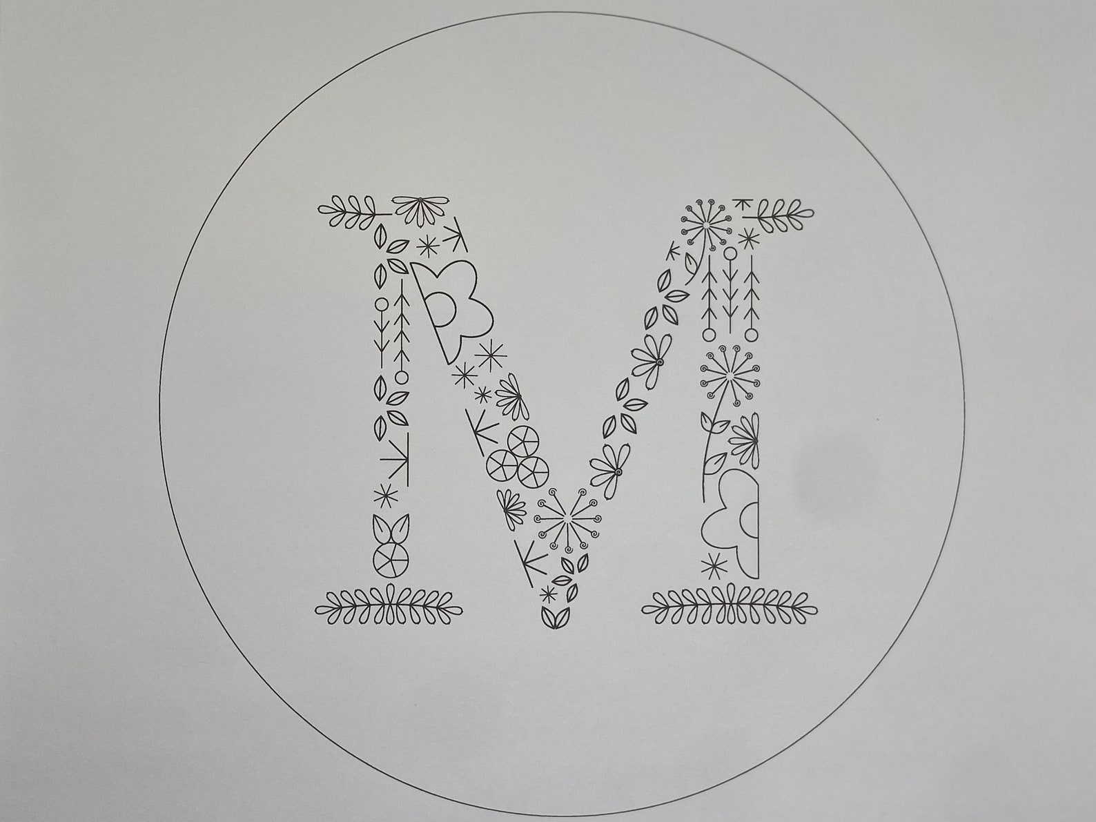 Embroidery Pattern Alphabet Letter Floral Initial M PDF - Etsy