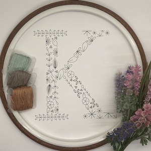 Floral Alphabet Letter K Initial Embroidery PDF Pattern, Instant ...