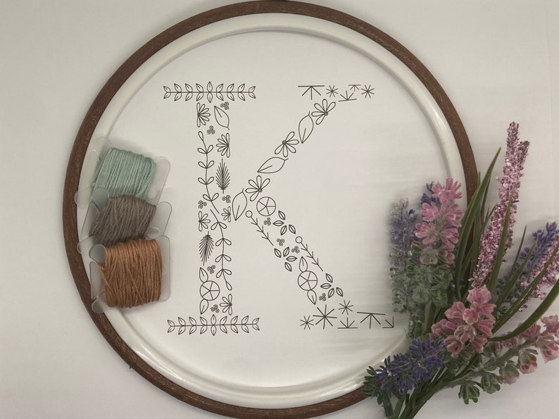 Floral Alphabet Letter K Initial Embroidery PDF Pattern - Etsy