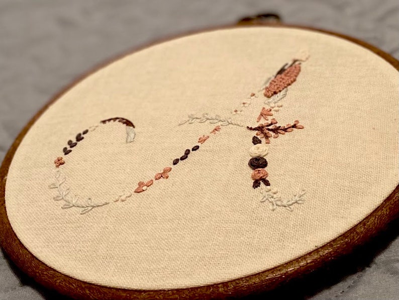 Floral Alphabet Initial Embroidery PDF Pattern Instant - Etsy