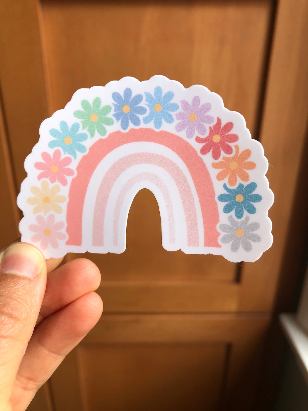 Rainbow Flower Sticker - Etsy