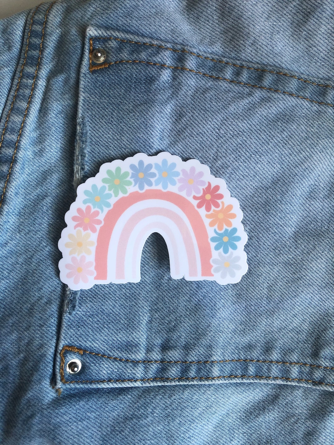 Rainbow Flower Sticker 3x2 In. - Etsy