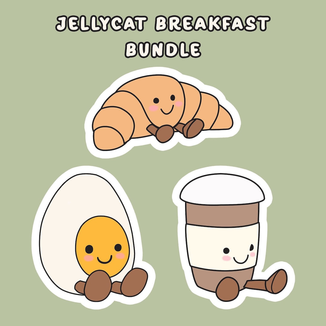 Cute Jellycat Breakfast Sticker Pack 3 Funny Meme Stickers - Etsy UK