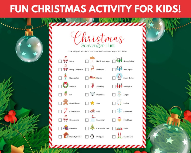 Christmas Scavenger Hunt Game, Christmas Treasure Hunt, Christmas Party ...