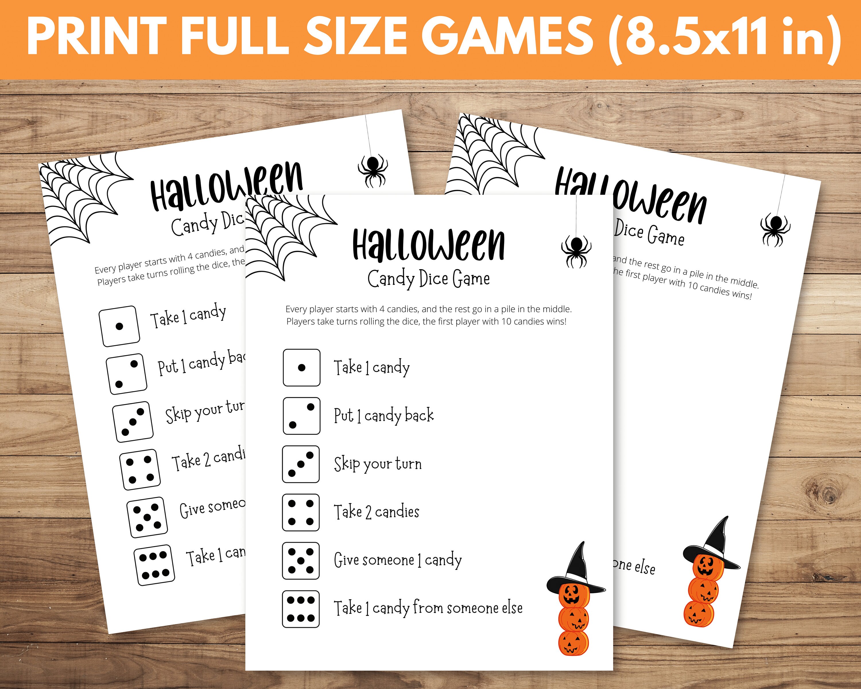 Halloween Candy Dice Party Game, Fun Halloween Party Game, Halloween ...