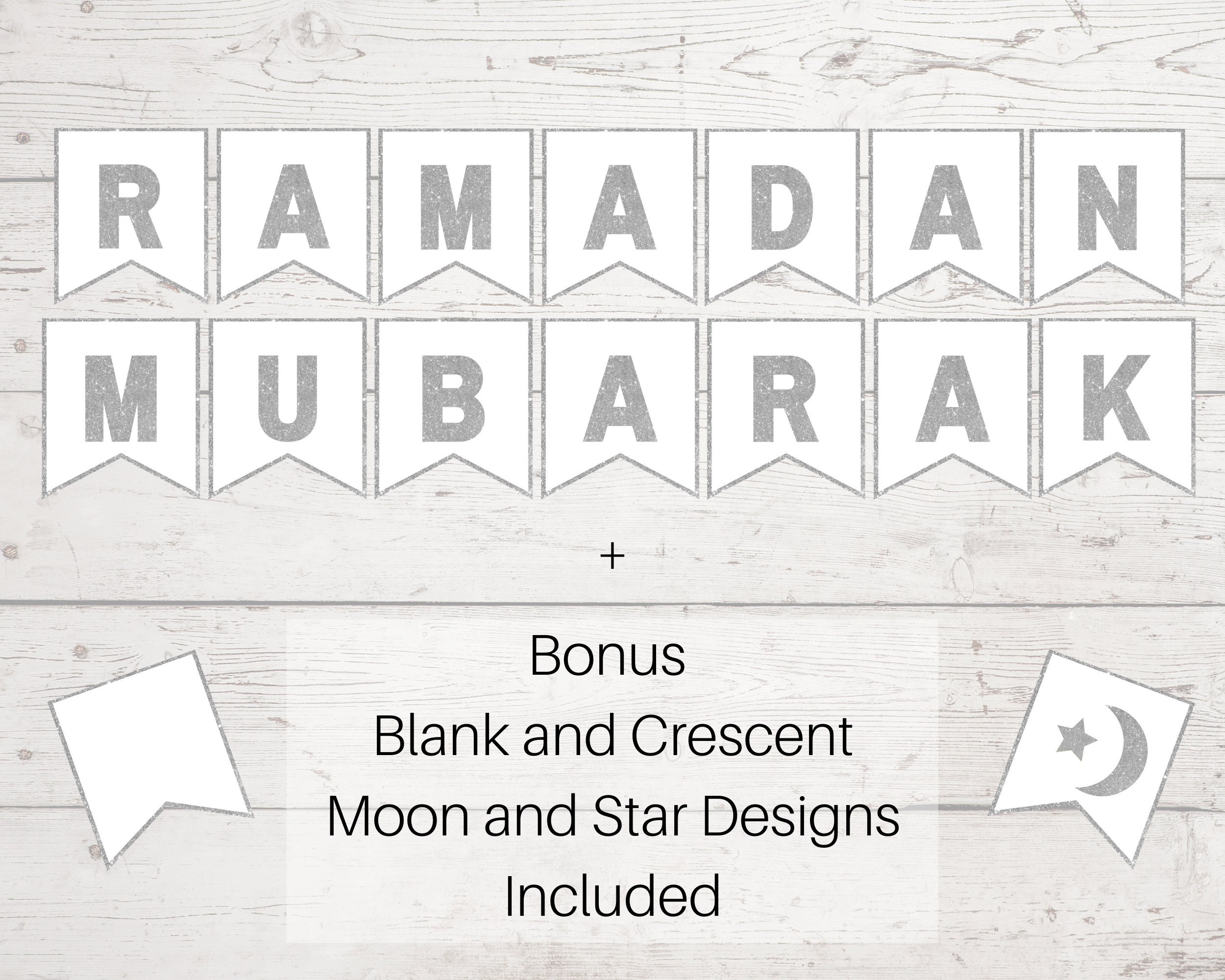 Ramadan Banner Decoration for Home, Silver Glitter Ramadan Mubarak ...