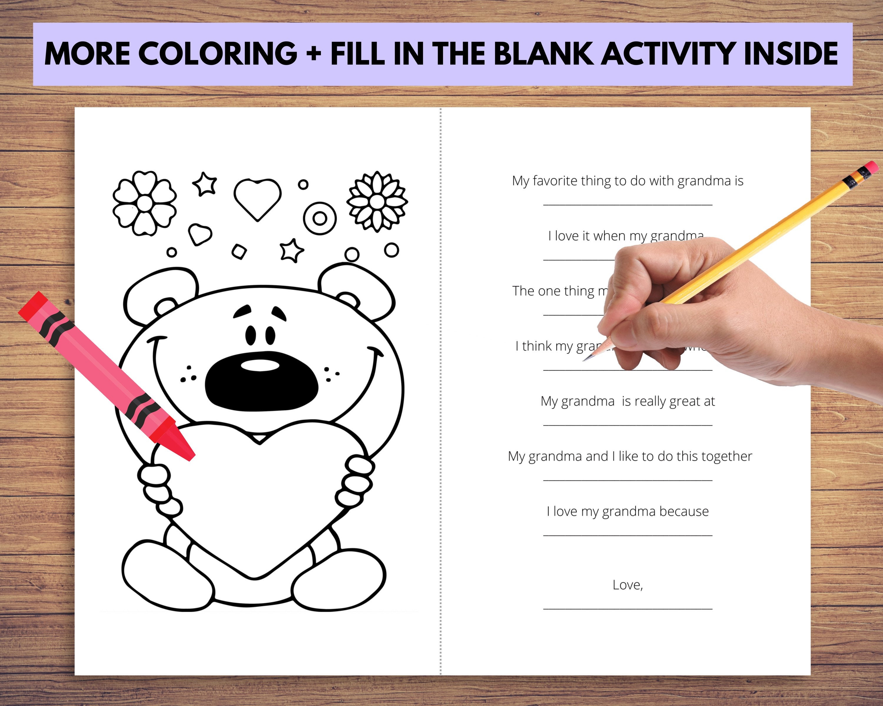 Printable Mother's Day Coloring Card for Grandma, Granny Nana Mother's ...