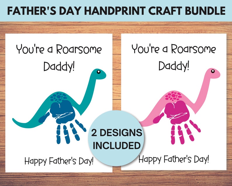 Printable Fathers Day Dinosaur Handprint Bundle Keepsake Gift - Etsy ...