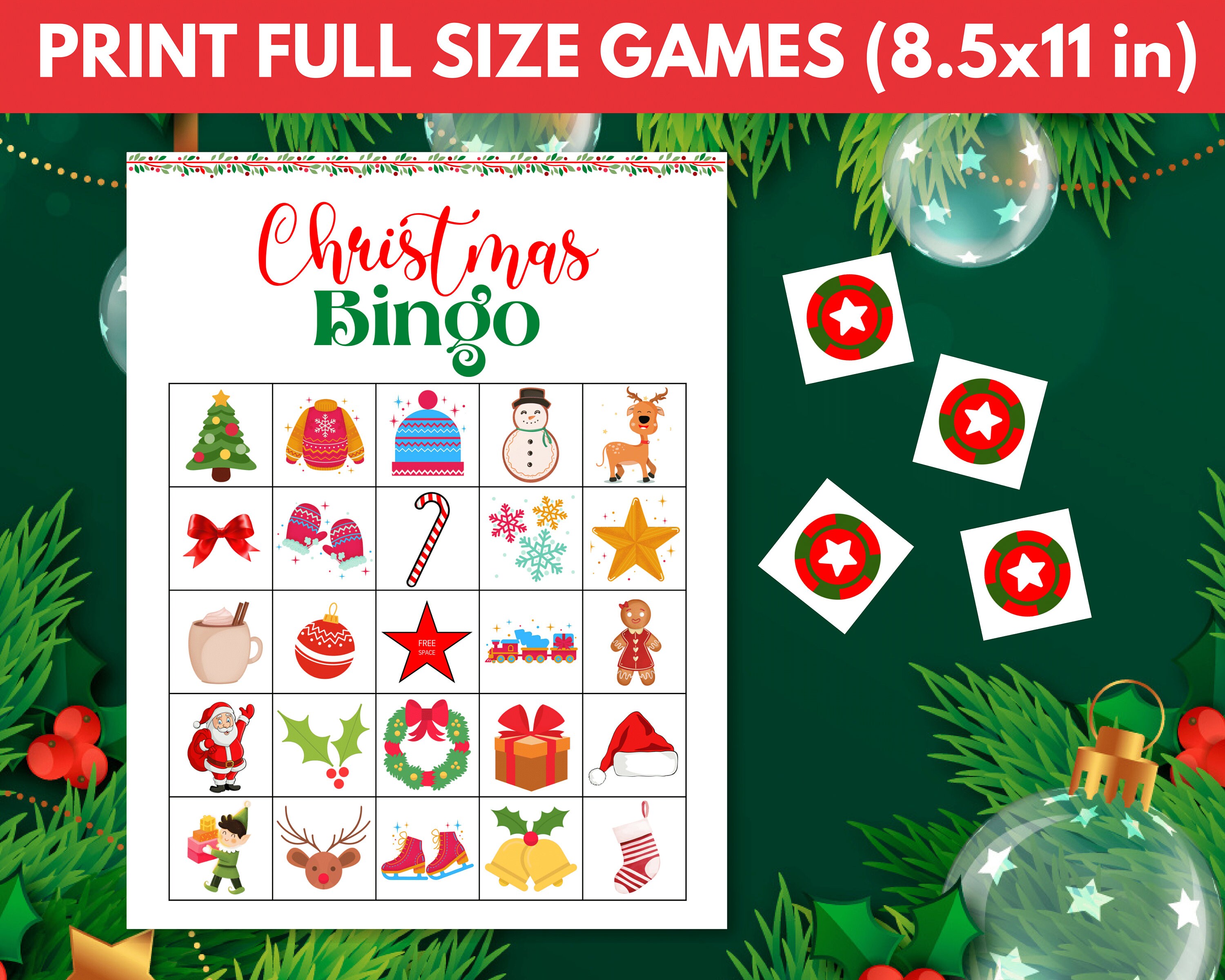 Christmas Bingo Game, Fun Christmas Party Game Bundle, Christmas ...