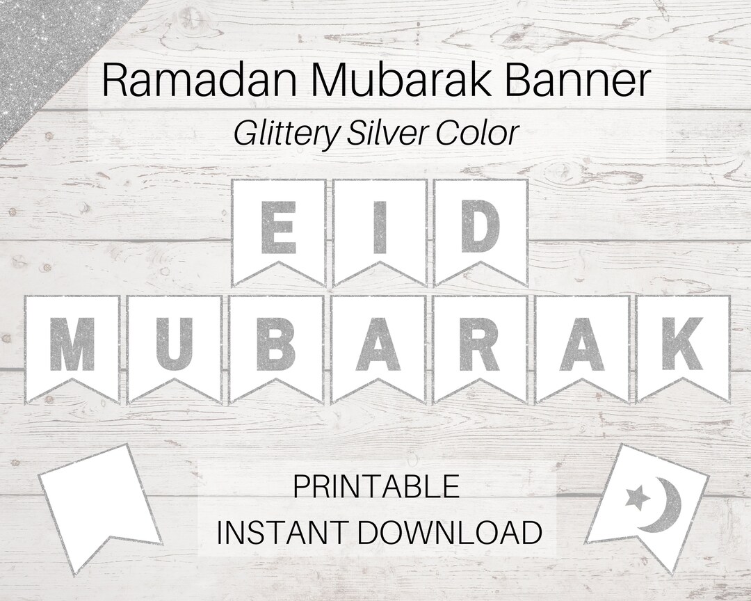 Eid Decoration for Home, Gold Eid Mubarak Banner PDF Printable File ...