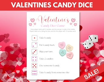 Valentine's Day Candy Dice Game, Valentine's Activity for Kids ...