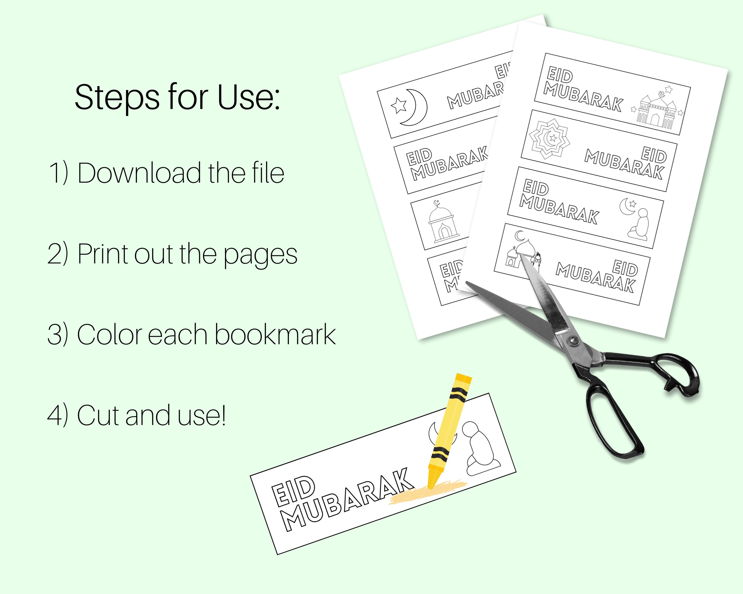 Eid Mubarak Coloring Bookmarks for Kids Eid Activity for Kids Eid Gift ...