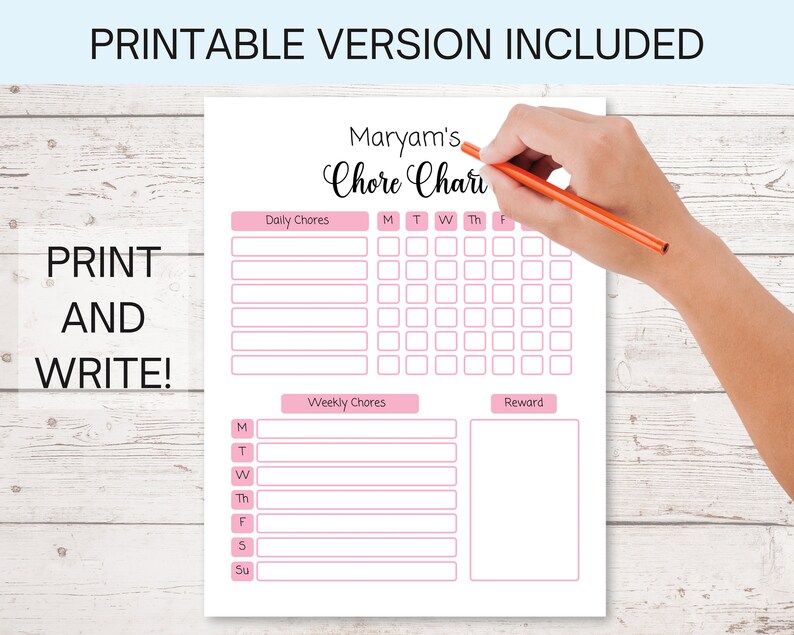 Editable Responsibility Chore Chart for Kids, Kids Responsibility ...