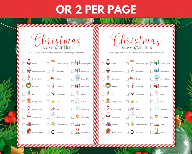 Christmas Scavenger Hunt Game, Christmas Treasure Hunt, Christmas Party ...