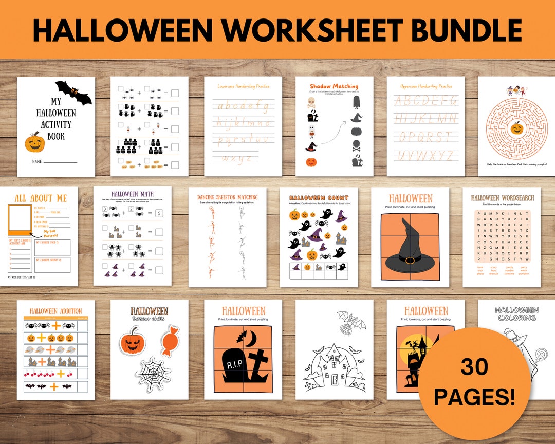 Halloween Printable Activity Book, Halloween Bundle, Halloween ...
