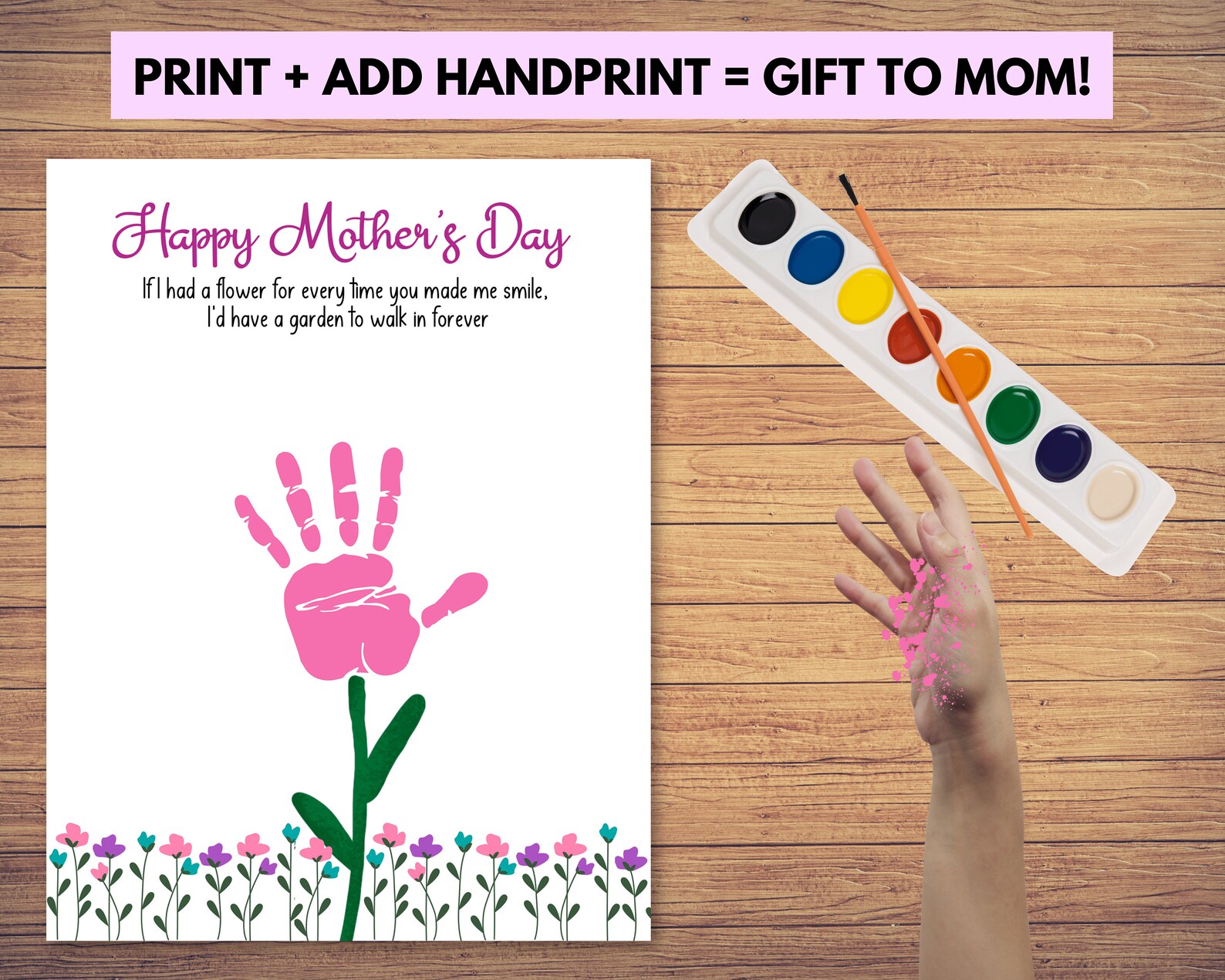 Printable Mother's Day Handprint Craft, Kids Handprint Activity ...