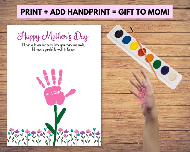 Printable Mother's Day Handprint Craft, Kids Handprint Activity ...