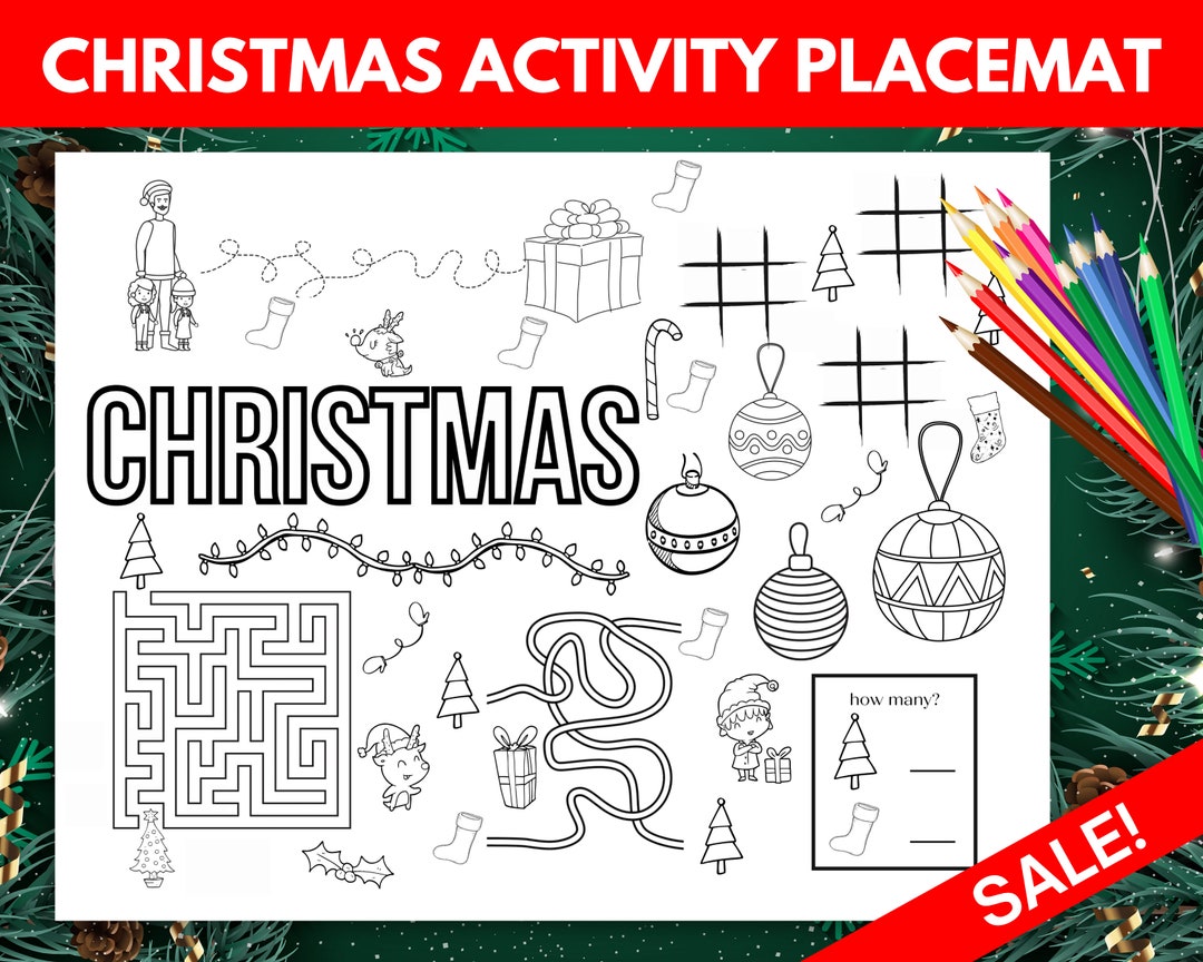 Christmas Placemats, Christmas Coloring Activity, Fun Christmas Party ...