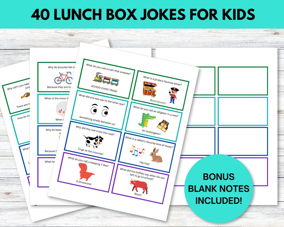 Joke Lunch Box Notes for Kids Lunchbox Notes for Kids Funny - Etsy
